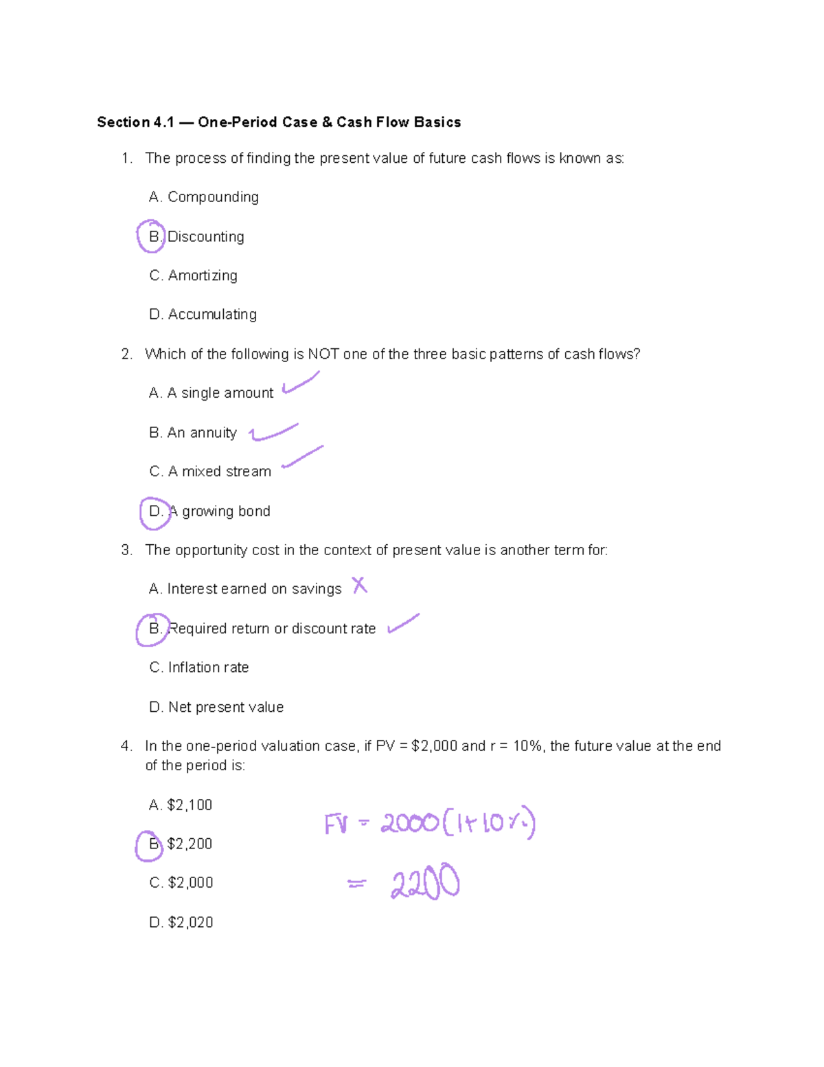 Chapter 2 GBT Questions: Cash Flow Basics & Valuation Concepts - Studocu