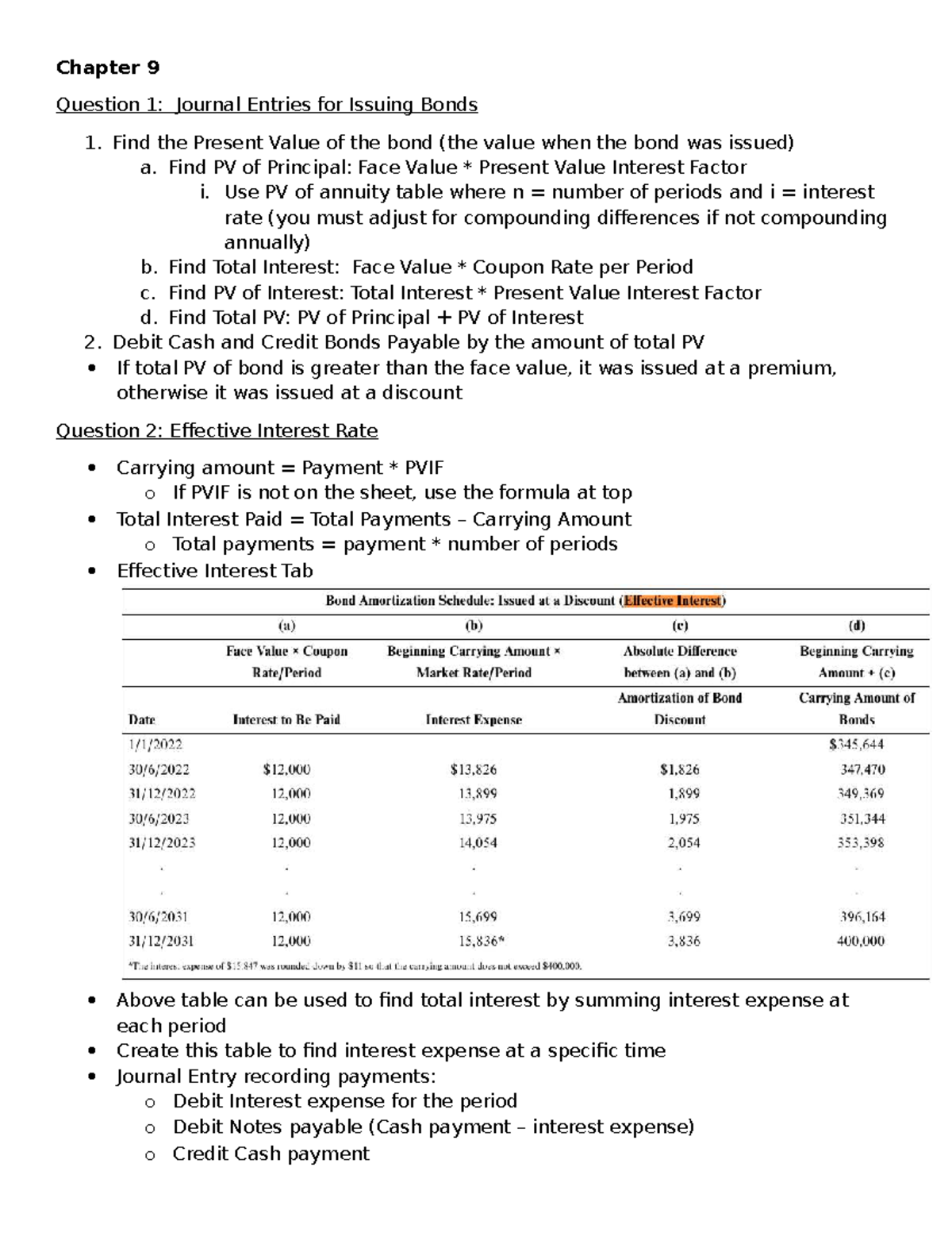 Assignments 9-12 Notes: Journal Entries for Bond Issuance and Interest ...