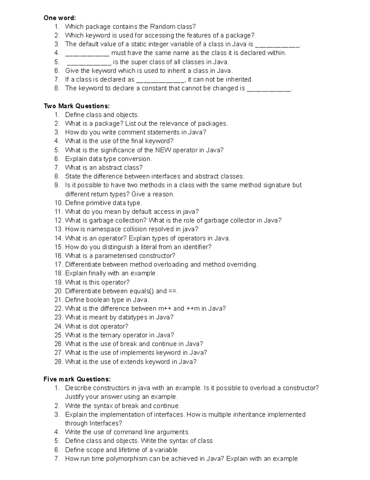 Java Programming: Module 2 Questions and Answers - Studocu