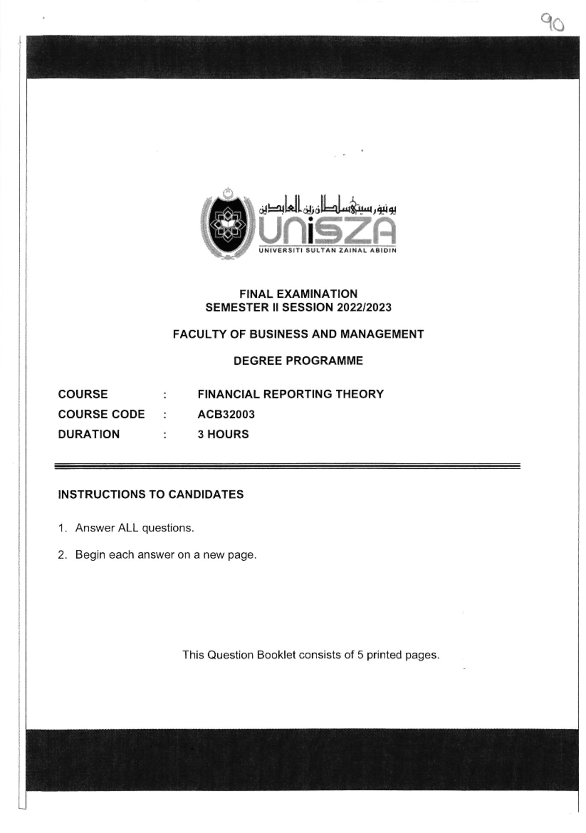 ACB32003 Final Exam FPP sem - 9o sri.' ,=lJIr,,lf,lfu,,,,, uniszA ...