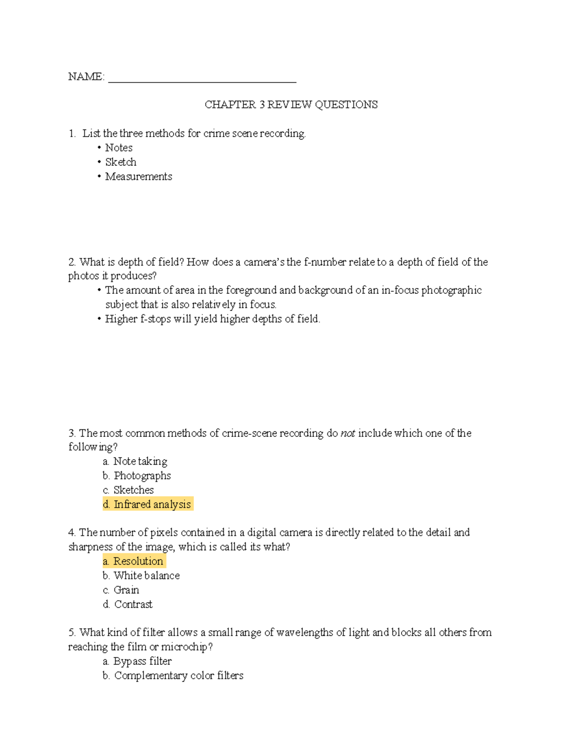 Forensic 3 - Prof. Trinh, Chapter 3 Review Questions Guide - Studocu