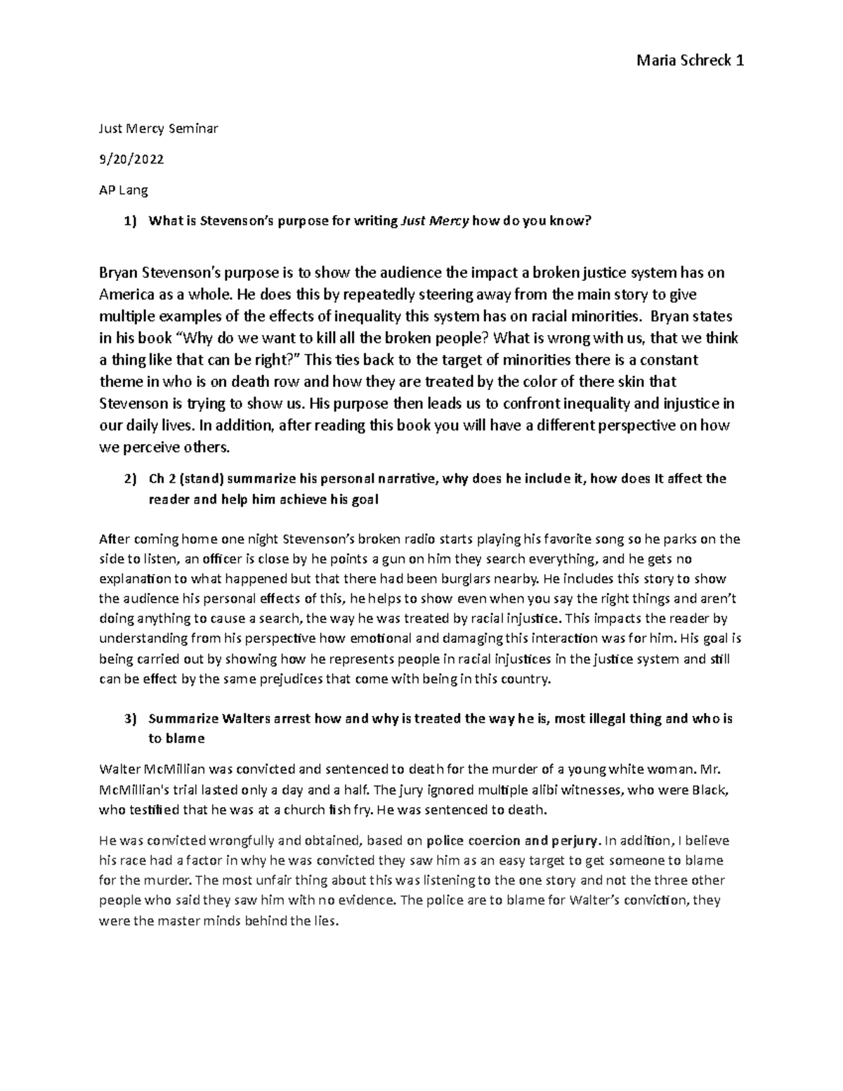 Just Mercy Seminar Notes - AP Lang Analysis and Discussion - Studocu