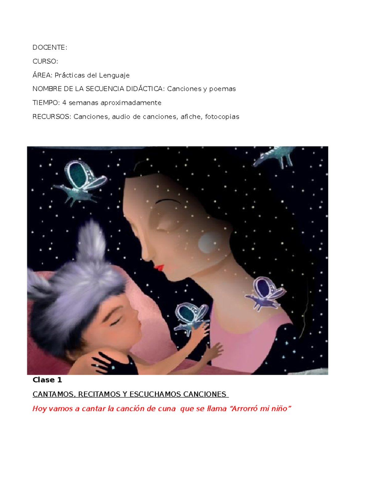 Secuencia Didáctica: Canciones y Poemas en Prácticas del Lenguaje - Studocu