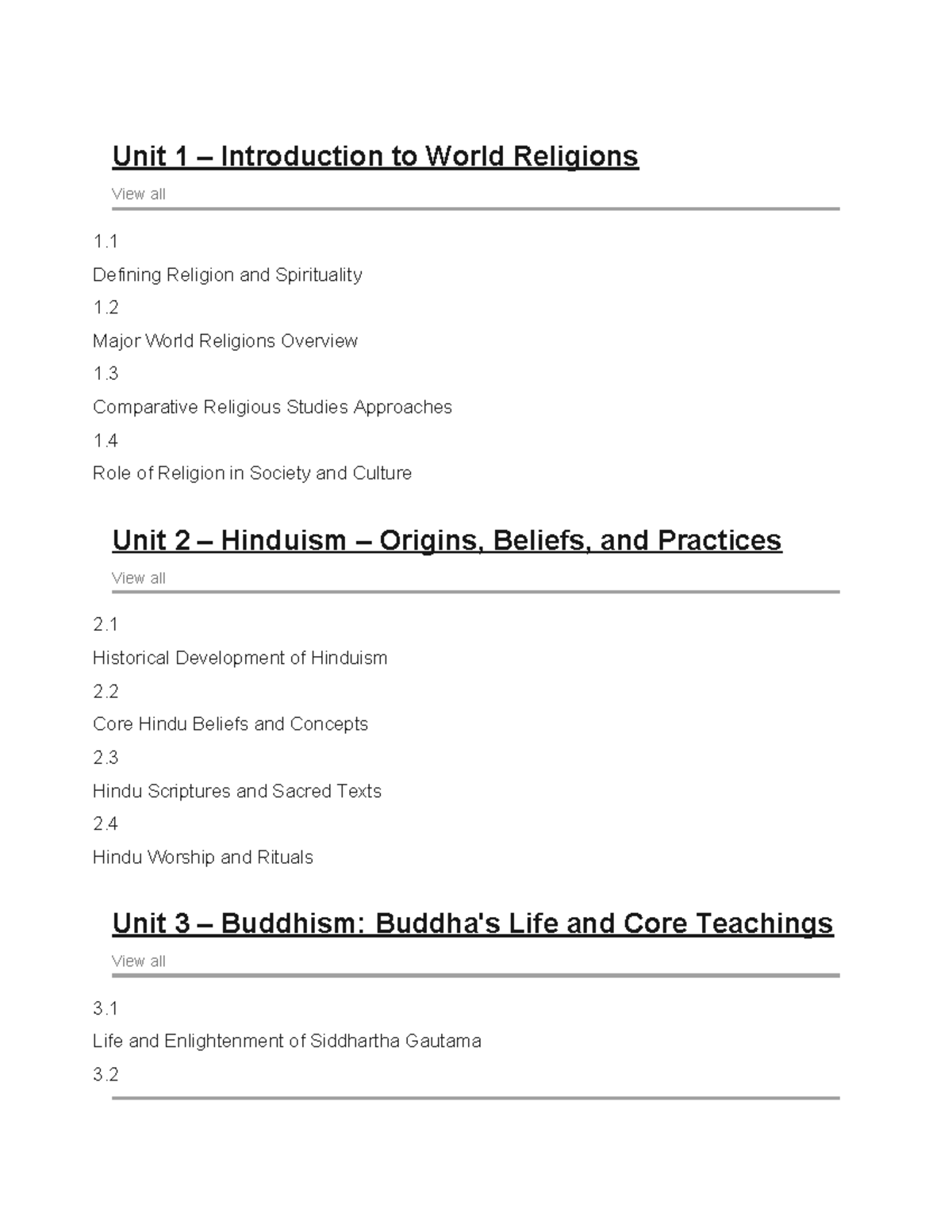 Unit 1: Intro to World Religions - Key Concepts & Overview - Studocu