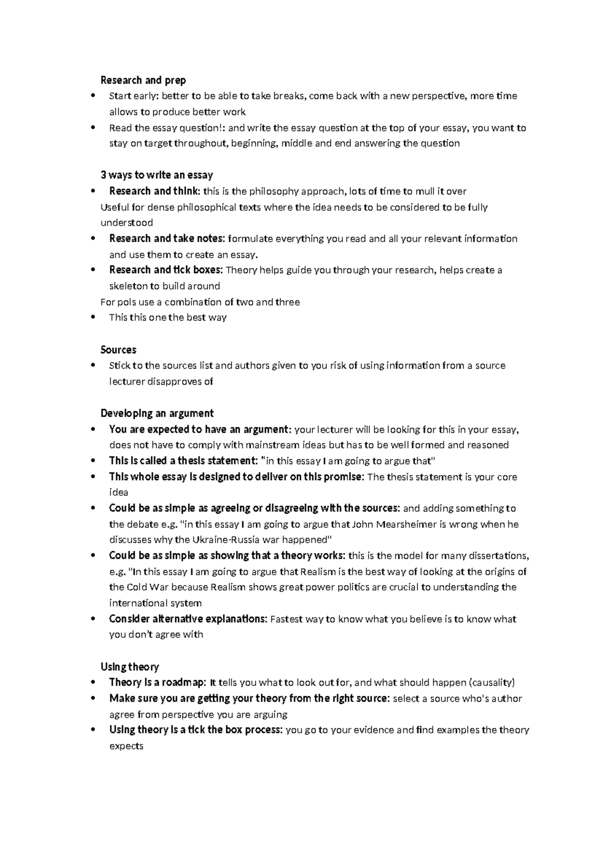 POLS 101: Guide to Writing a Strong Political Science Essay - Studocu