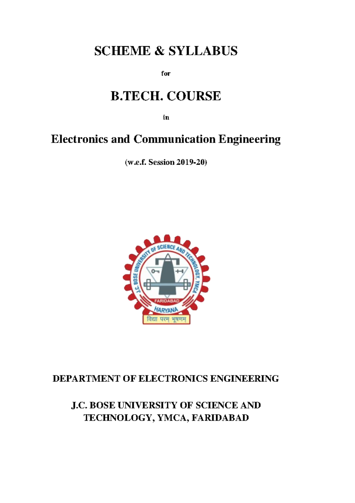 B.TECH ECE Curriculum Scheme & Syllabus (Session 2019-20) - Studocu