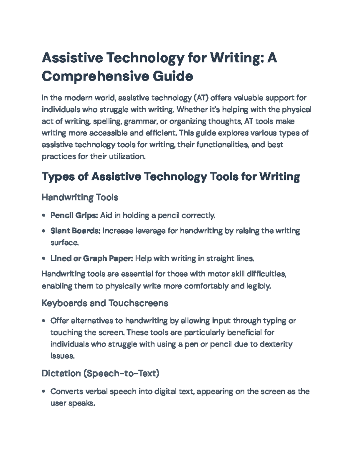 Assistive Technology for Writing: A Comprehensive Resource Guide ...