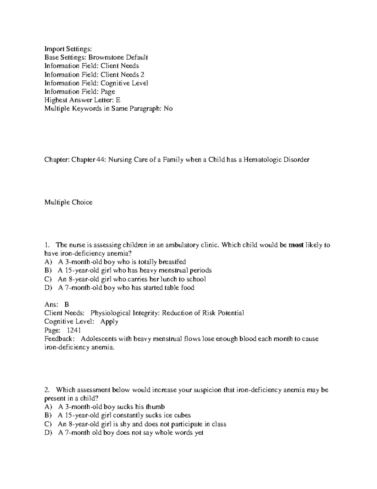 NUR 344: Nursing Care for Families of Children with Hematologic ...