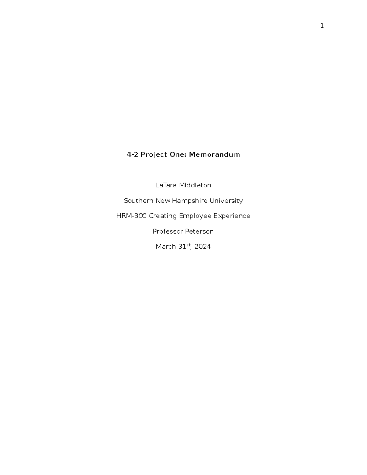 HRM-300 Final Project One: Memorandum on Employee Turnover Issues - Studocu