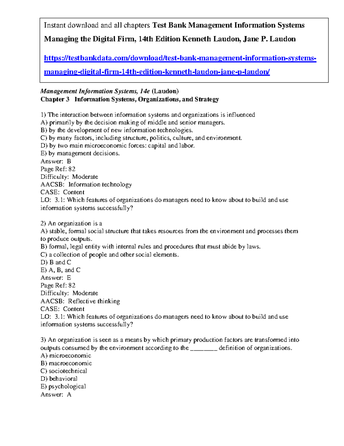 MIS 14e (Laudon) Chapter 3: Info Systems, Orgs, & Strategy Insights ...