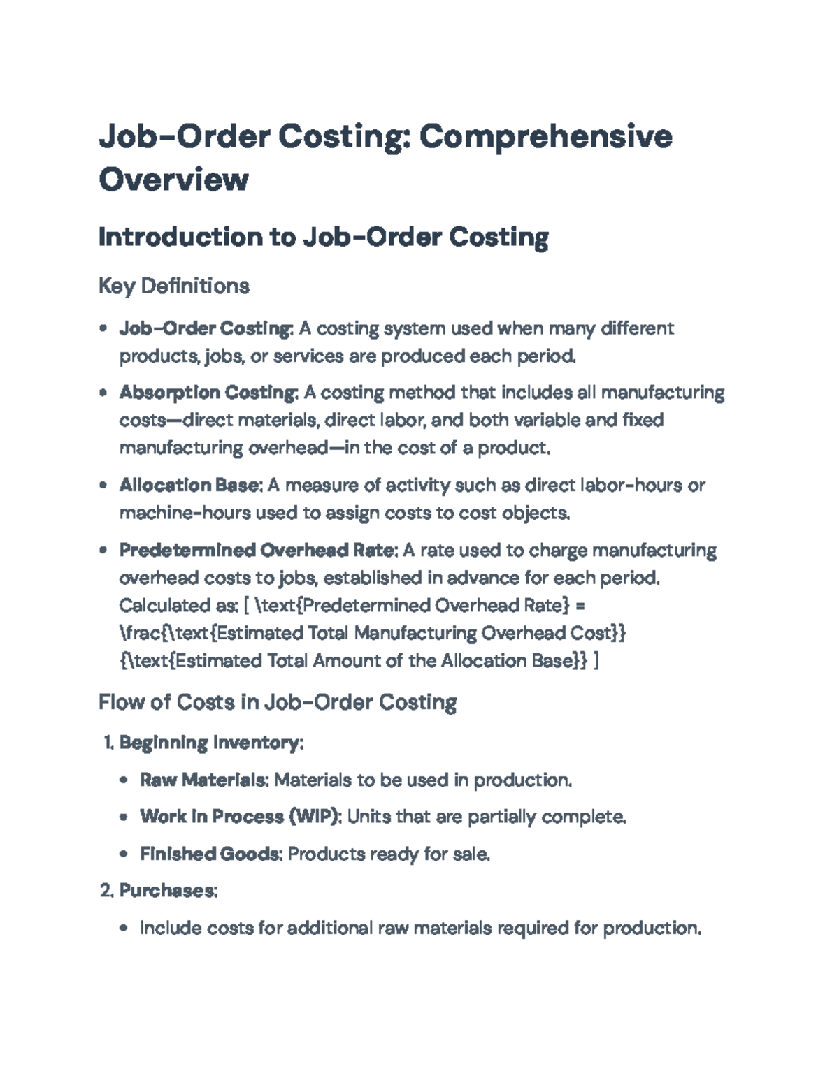 Job-Order Costing Overview: Key Definitions & Methods for COGS ...