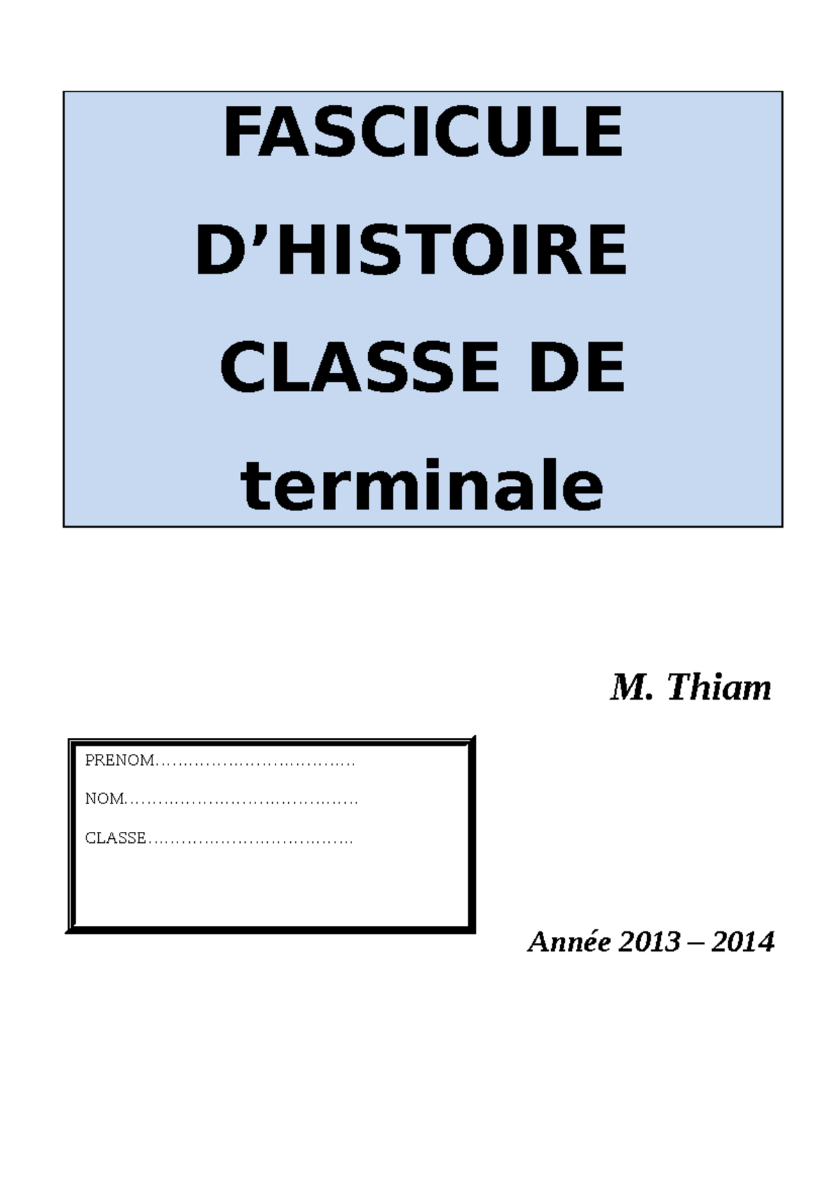Fascicule Histoire-Géographie Terminale 1 - Le Monde Contemporain - Studocu