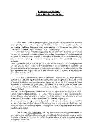 01. 05- b- Plan - Commentaire article 89 C° 1958 - Article 89 de la ...