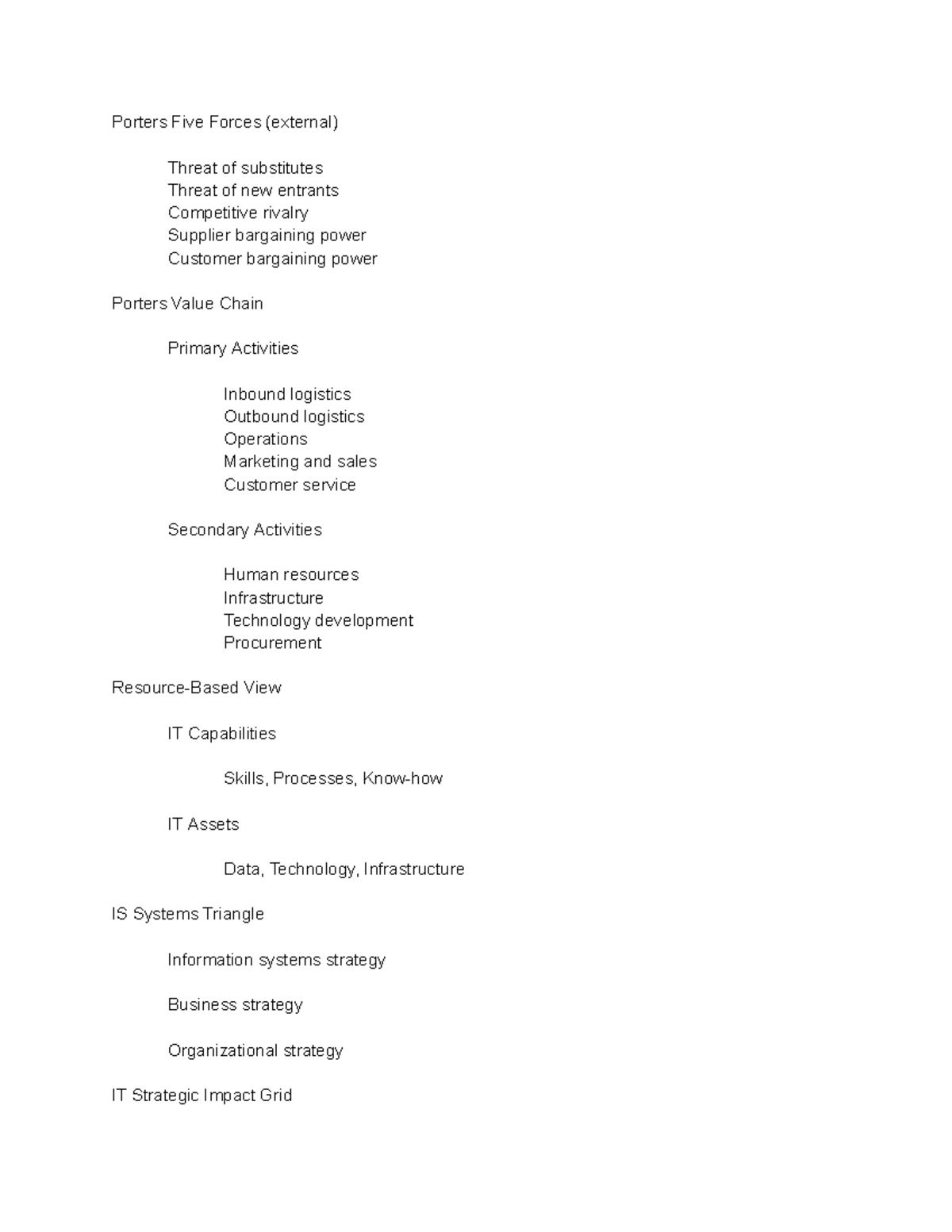 707 Final Exam Notes: Porter's Five Forces & Value Chain Analysis - Studocu