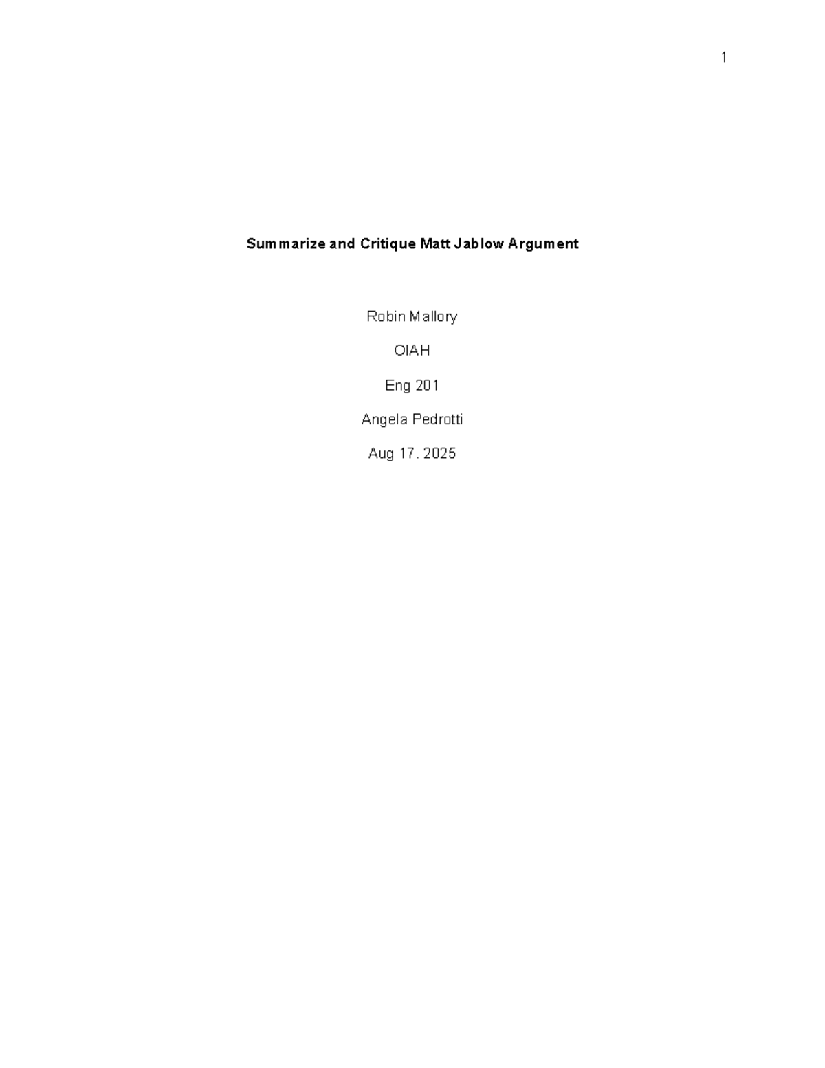 Final Critique of Matt Jablow's Argument on Opdivo Ads OIAH Eng 201 ...