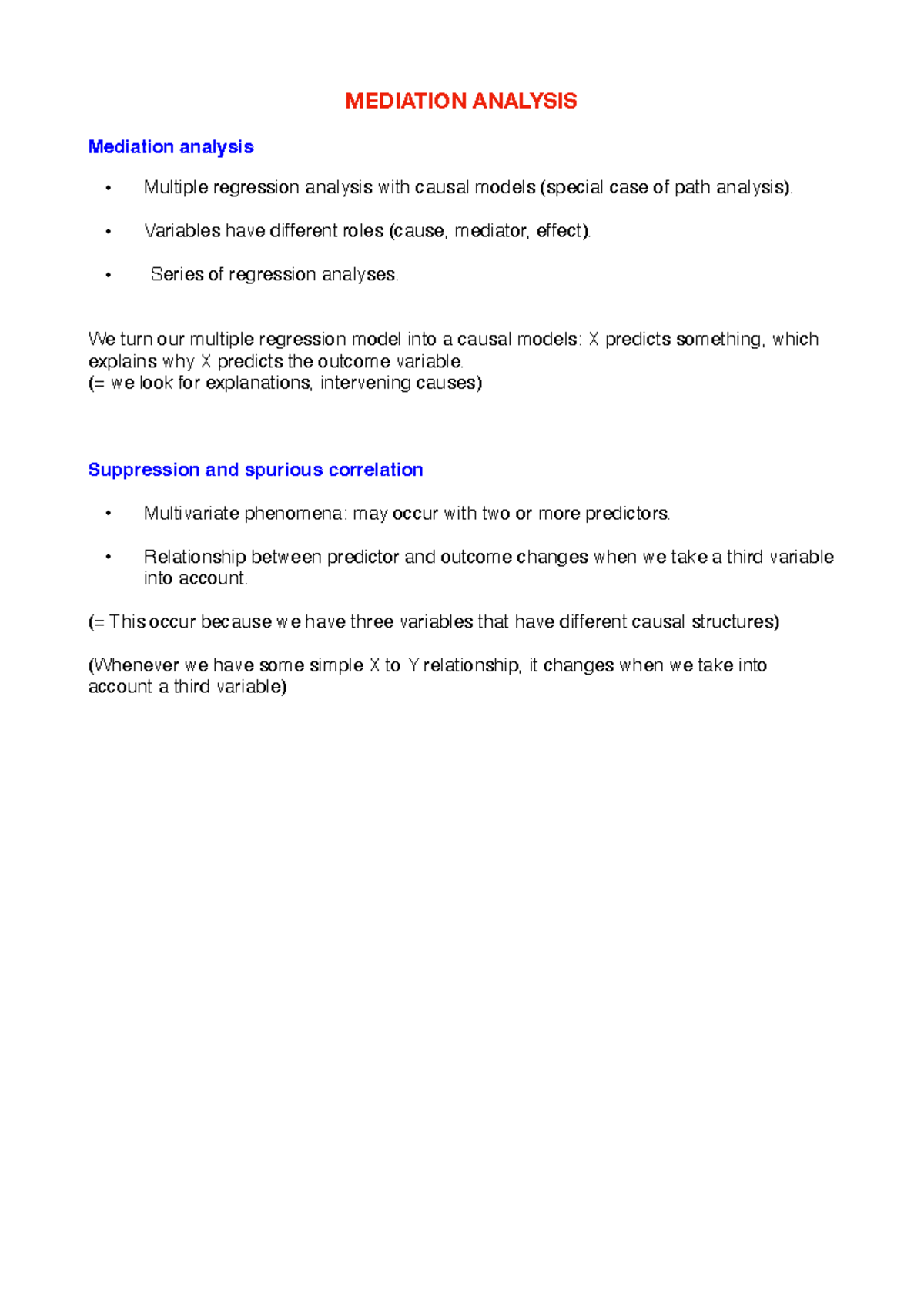Mediation Analysis in Multiple Regression: Mvda 7 Summary - Studeersnel