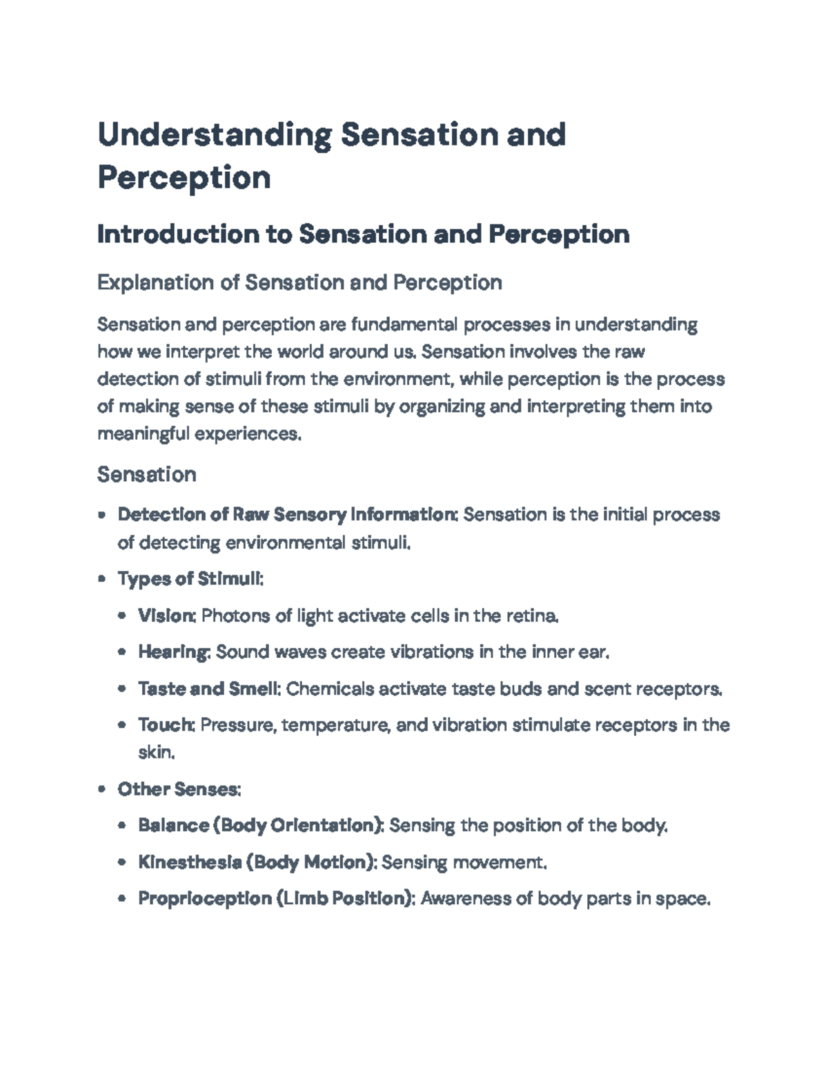 Introduction to Sensation and Perception: Key Concepts and Processes ...