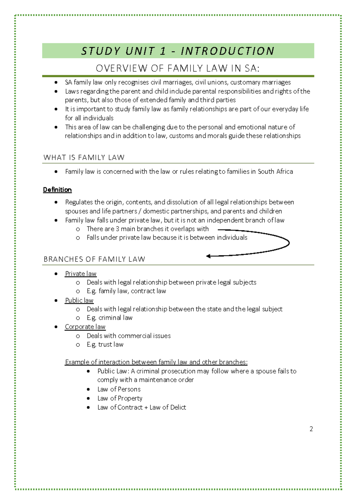 Family Law Overview: Spousal Maintenance & Legal Rights in SA - Studocu