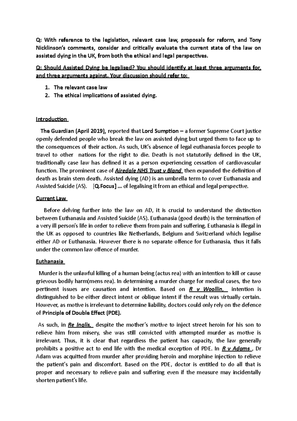 Euthanasia and Assisted Dying: A Critical Legal and Ethical Analysis ...