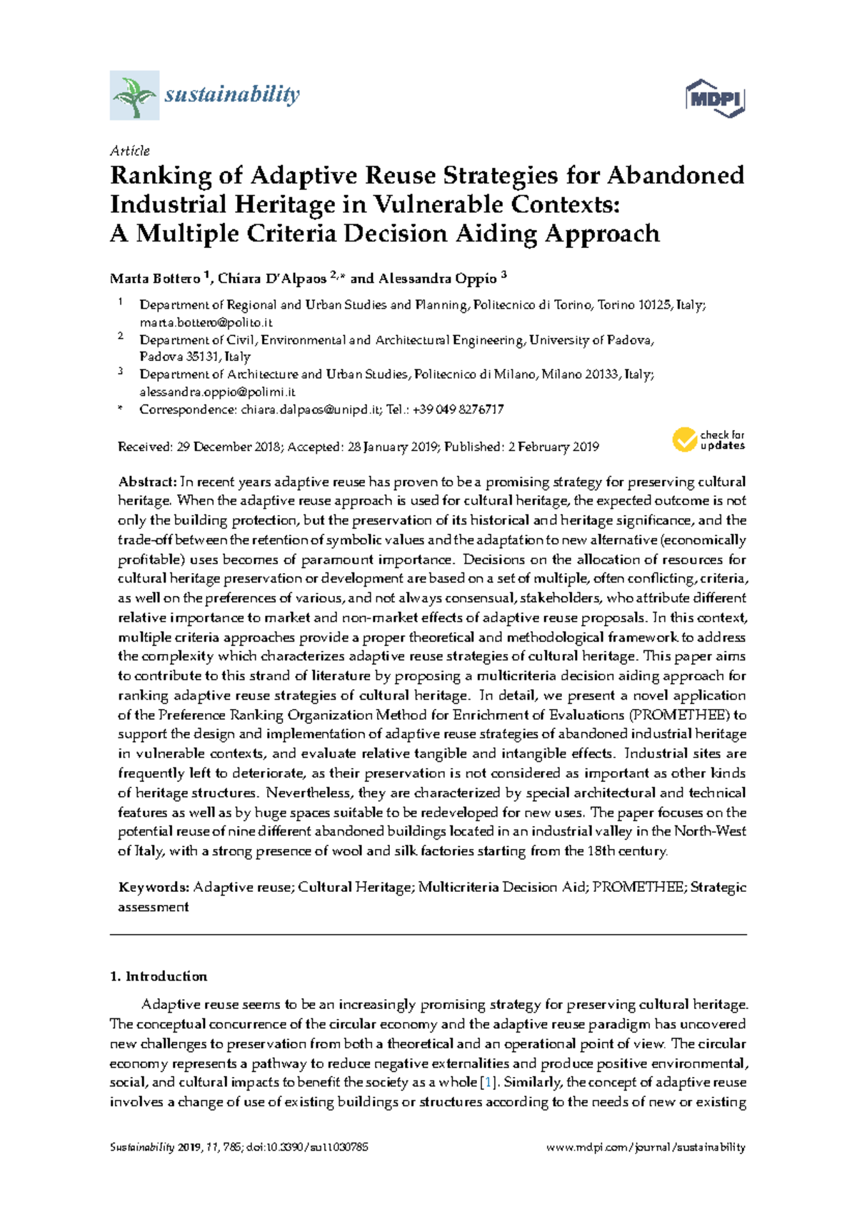 Ranking Adaptive Reuse Strategies for Industrial Heritage: A PROMETHEE ...