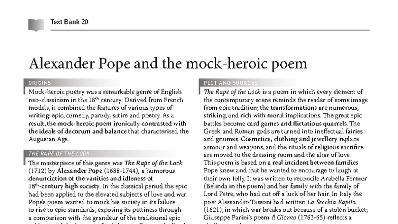 TB20: Alexander Pope and the Mock-Heroic Poem "The Rape of the Lock ...
