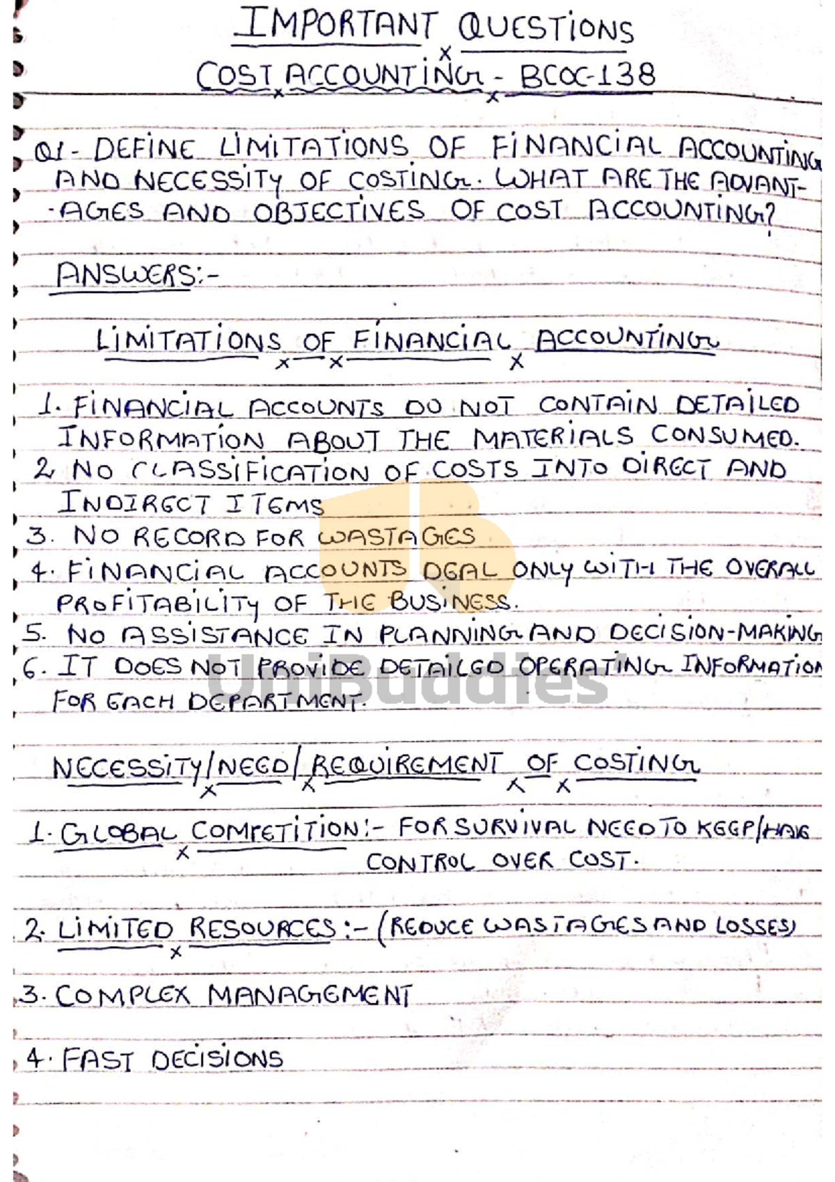 COST ACCOUNTING NOTES: LIMITATIONS, OBJECTIVES, AND METHODS - Studocu