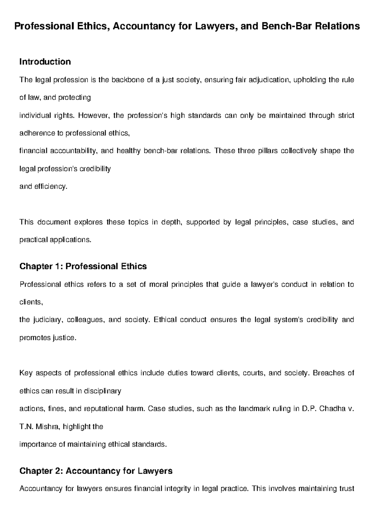 Professional Ethics & Accountancy for Lawyers: Bench-Bar Relations Overview - Studocu