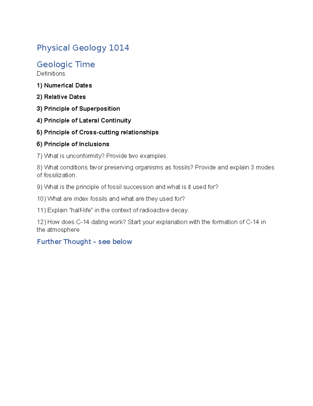 Geologic Time Concepts and Principles - Physical Geology 1014 - Studocu