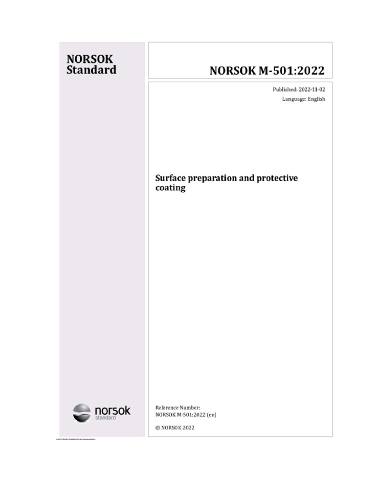 NORSOK M501: Surface Preparation & Protective Coating Standards - Studocu
