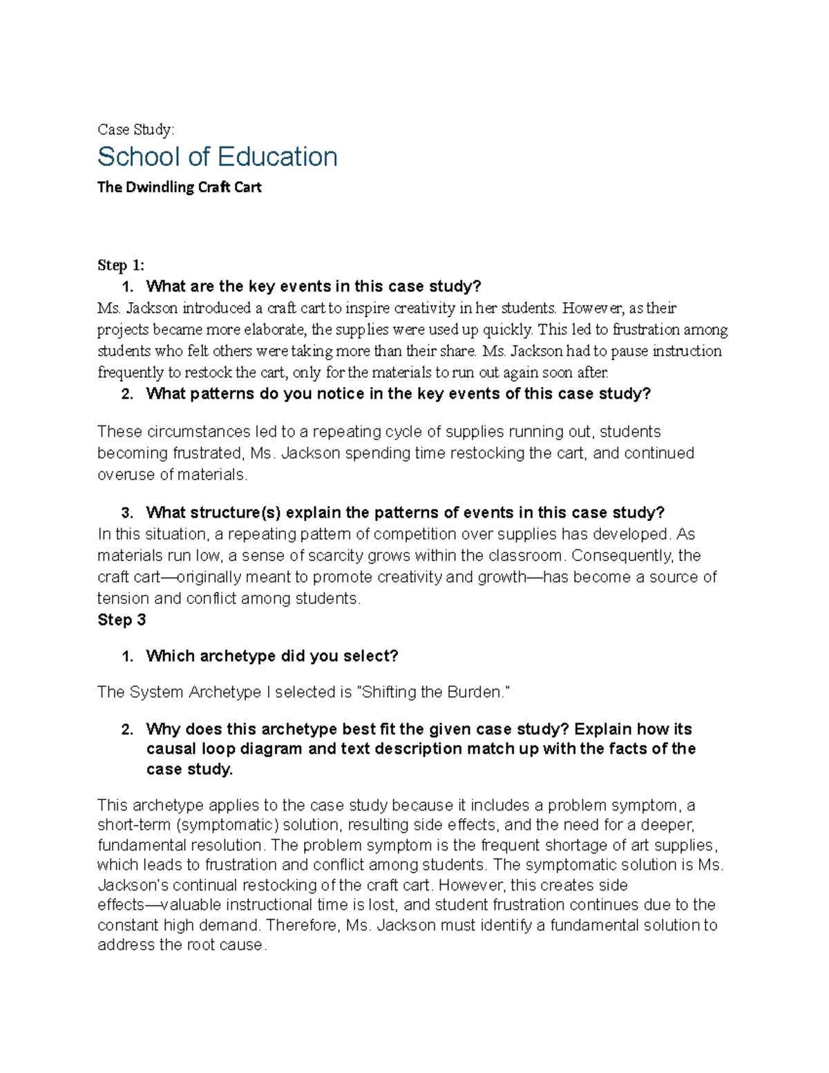 D459 - Case Study: Addressing Supply Shortages in Craft Cart - Studocu