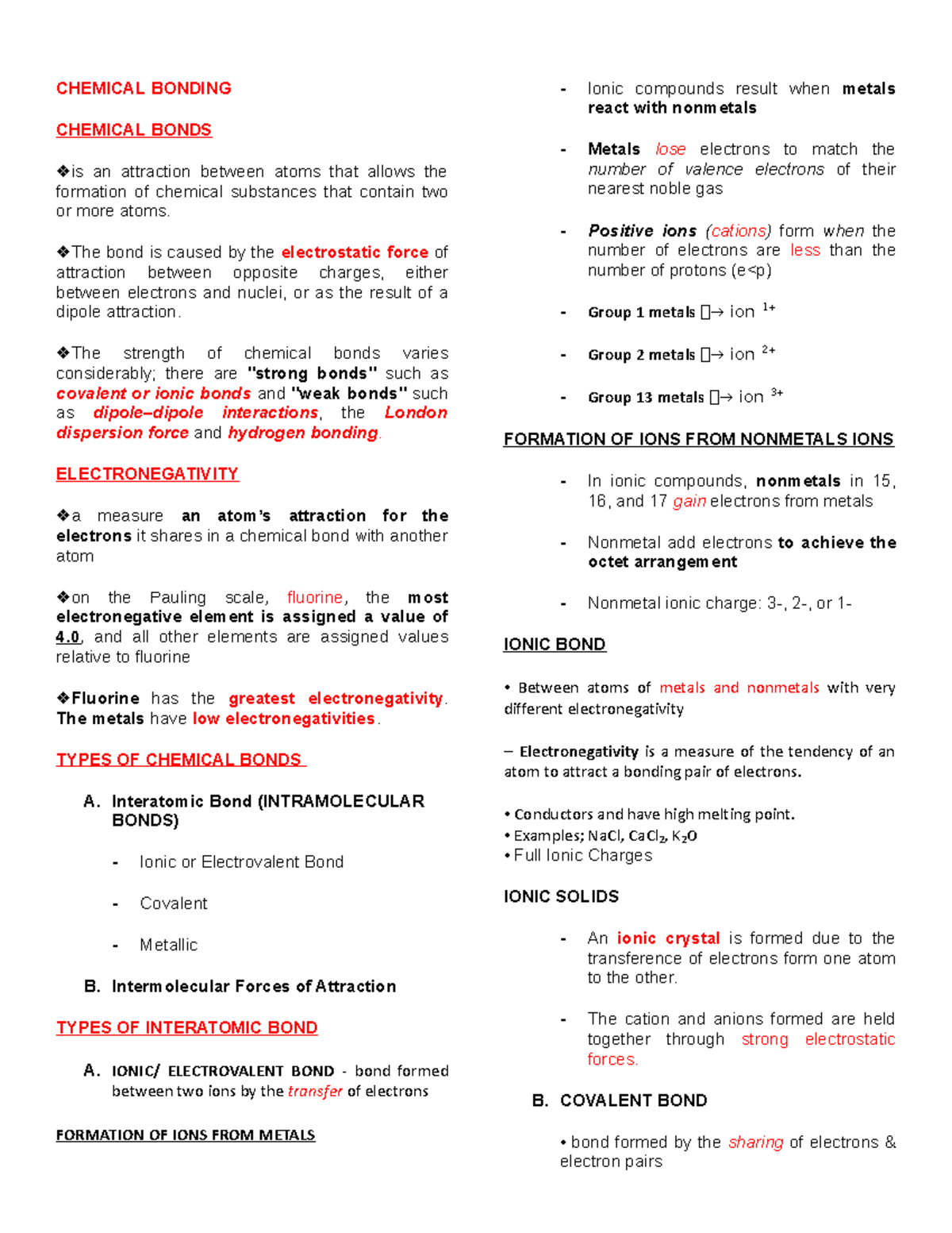Chemistry 101: Comprehensive Reviewer for Prelims on Chemical Bonding ...