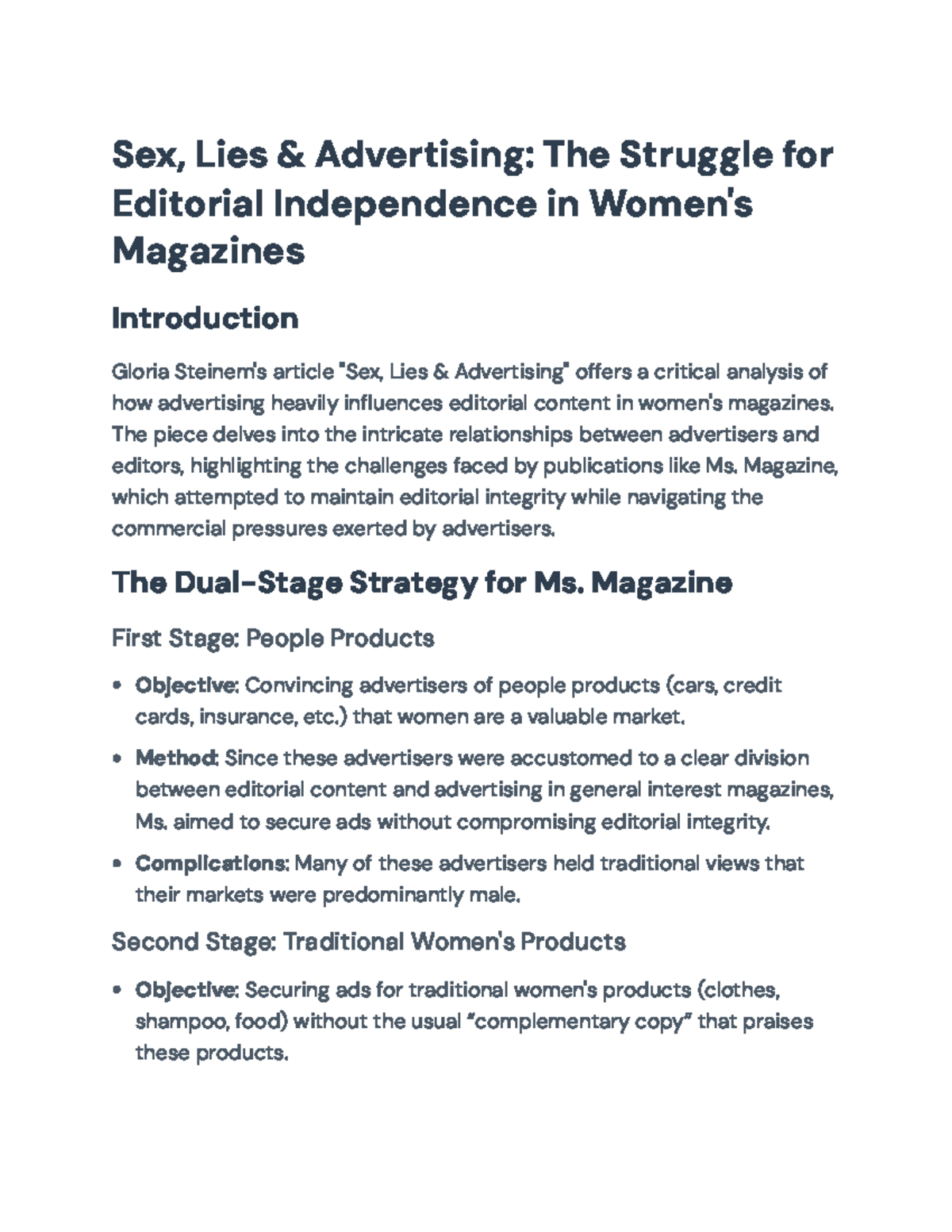 Women's Magazines and Advertiser Influence: A Critical Analysis - Sex ...