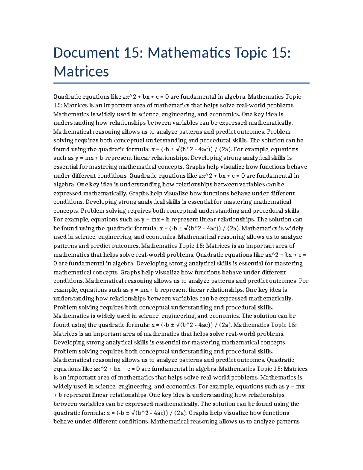 Mathematics Topic 15: Understanding Matrices & Quadratic Equations ...