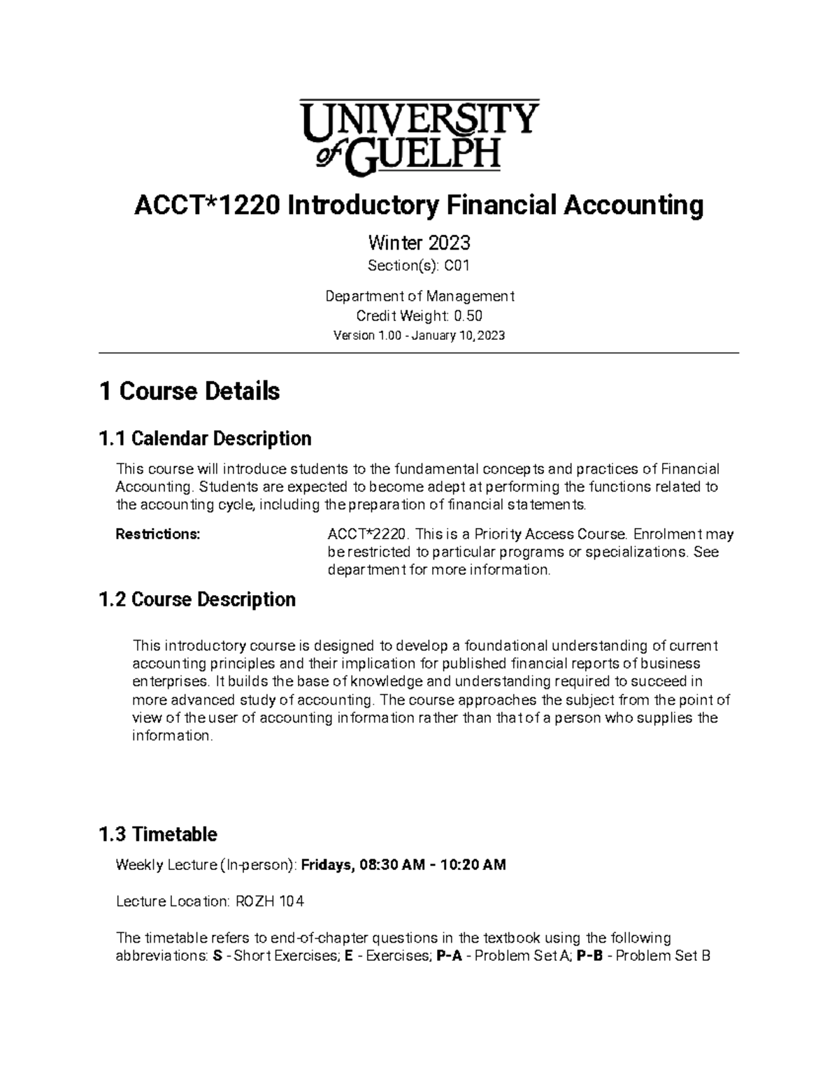 ACCT 1220 Winter 2023 Introductory Financial Accounting Outline - Studocu