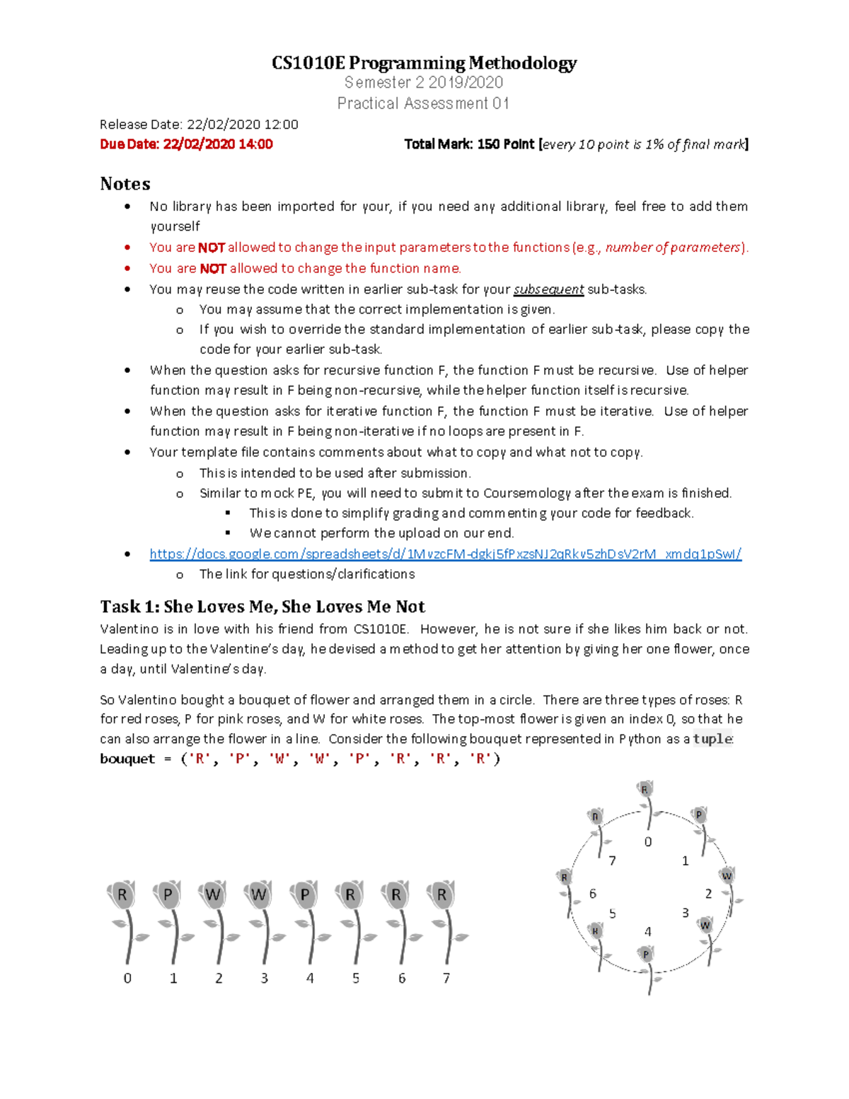 PE1Sem 2 Y1920 - PE1 - CS1010E Programming Methodology Semester 2 2019 ...