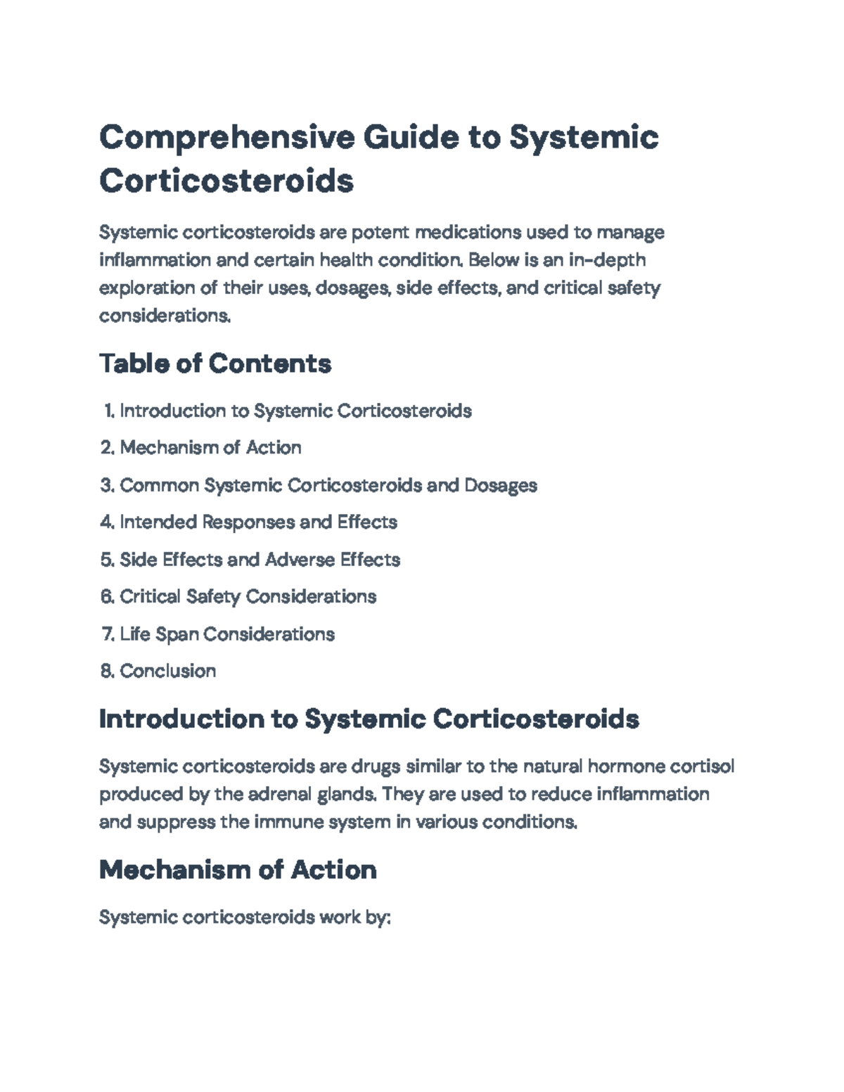 Comprehensive Guide to Systemic Corticosteroids: Uses, Dosages, and ...