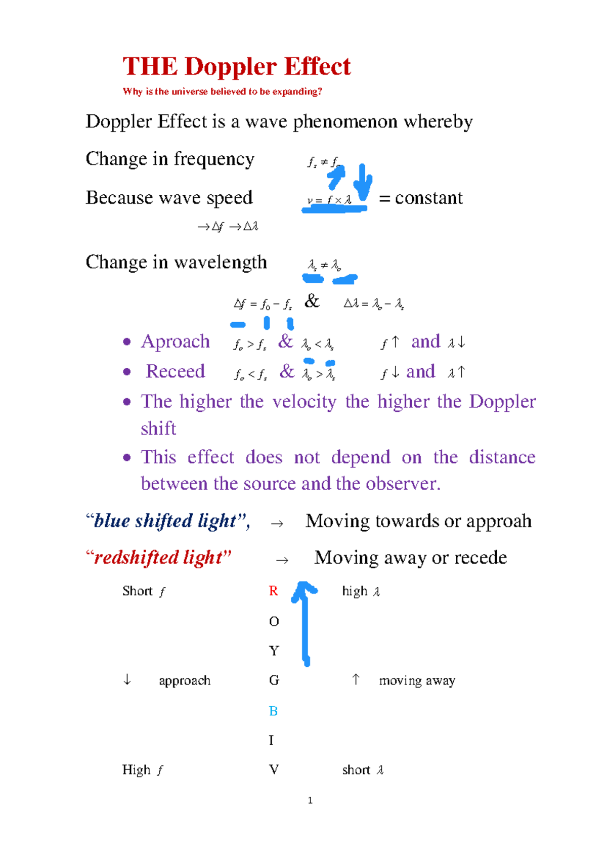 Lecture 2 Notes on the Doppler Effect - SPHB021 2022 - Studocu