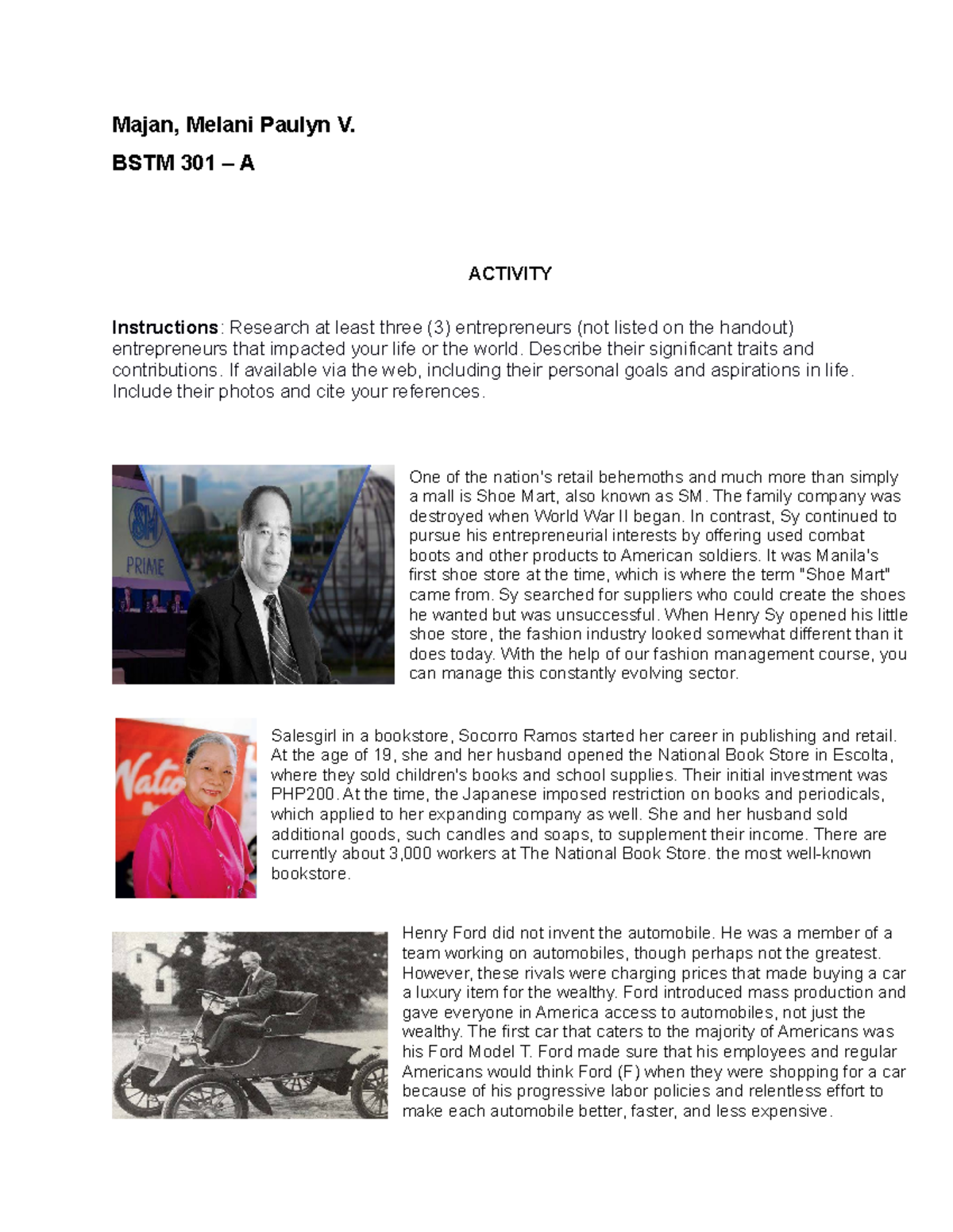 Activity 2 Entrep - Majan, Melani Paulyn V. BSTM 301 – A ACTIVITY ...