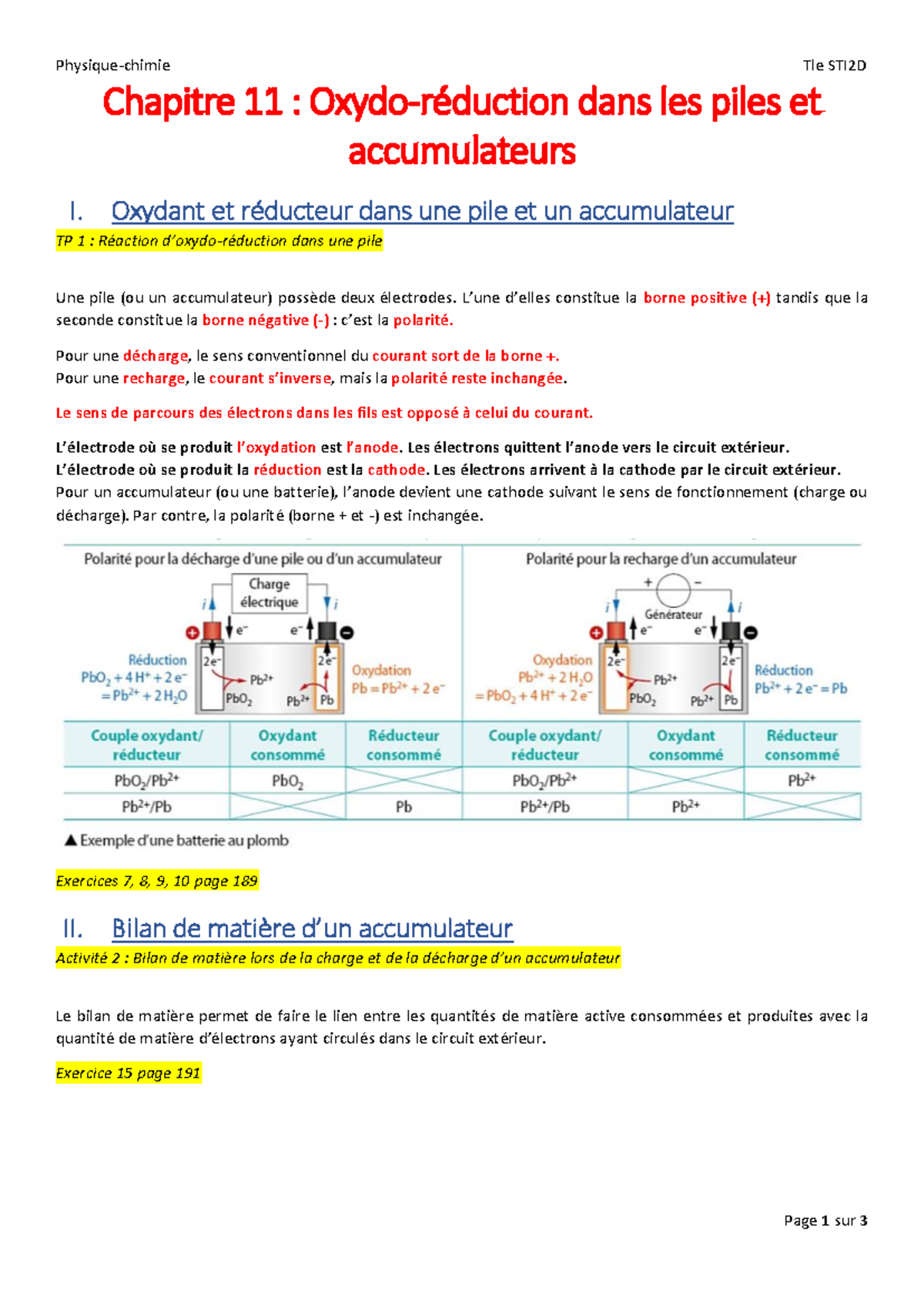 Oxydo-Réduction dans les Piles et Accumulateurs - Physique-Chimie Tle ...