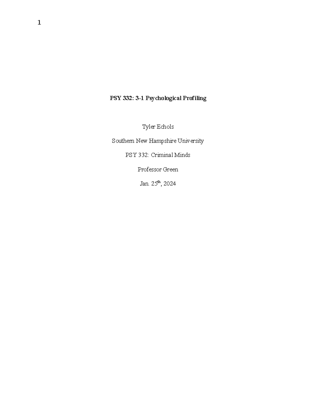 PSY 332: Module 3 Project 2 - Psychological Profiling Analysis - Studocu