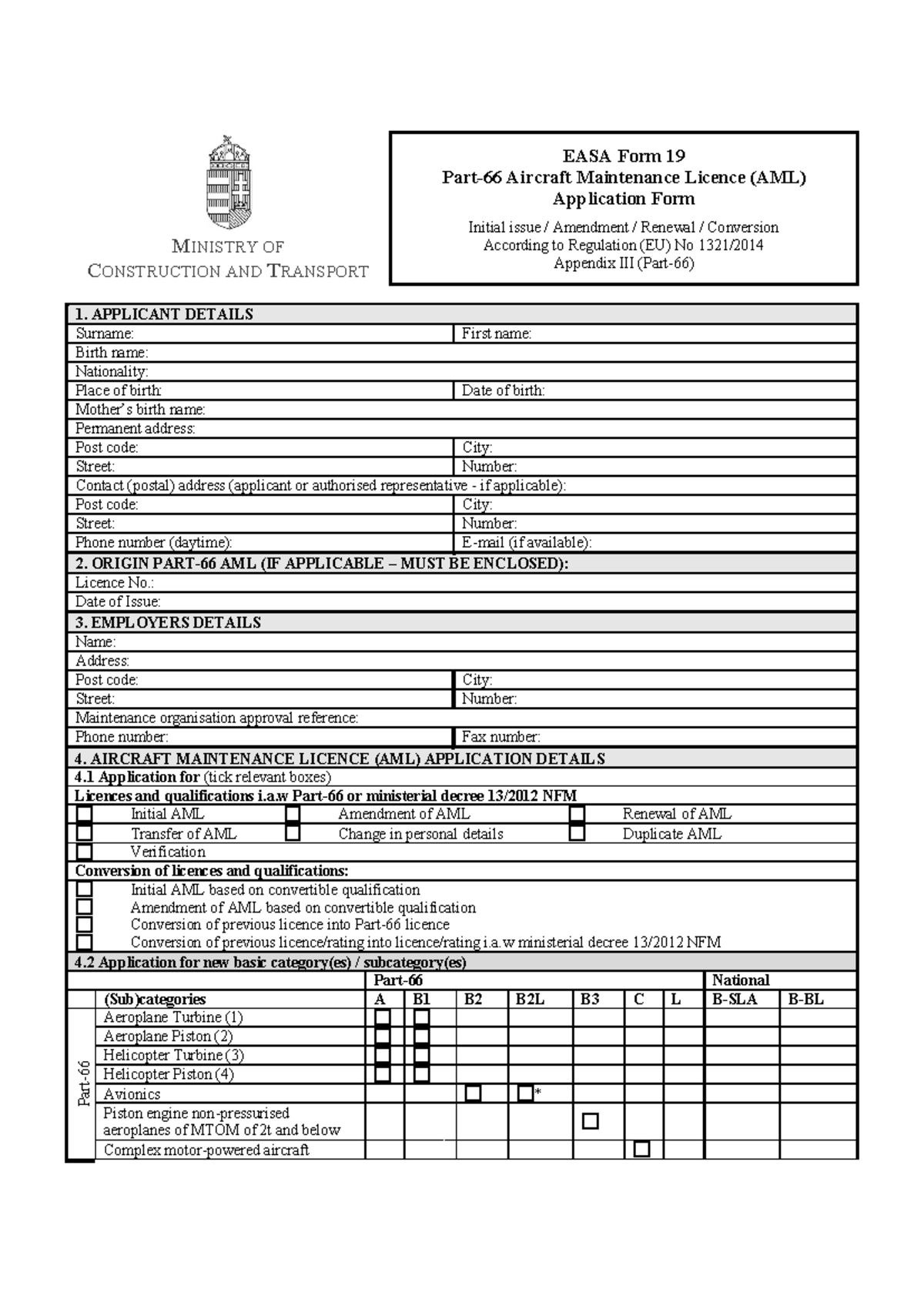 EASA Form 19 Part-66 Aircraft Maintenance Licence Application Guide - Studocu