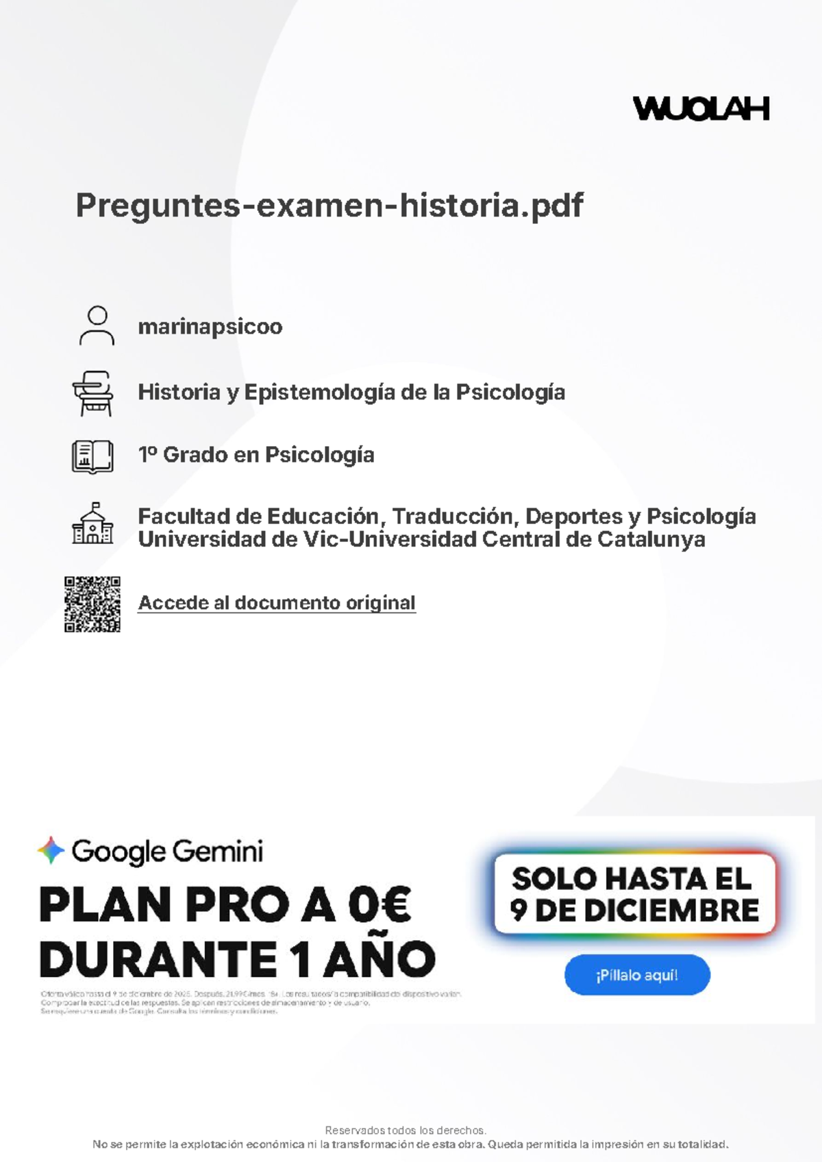 Preguntes tipus test sobre la Història de la Psicologia - 1r Grado ...