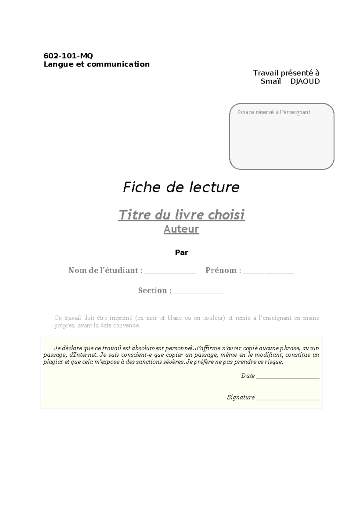 Fiche de Lecture: Le Petit Prince - Analyse et Résumé (Langue et ...