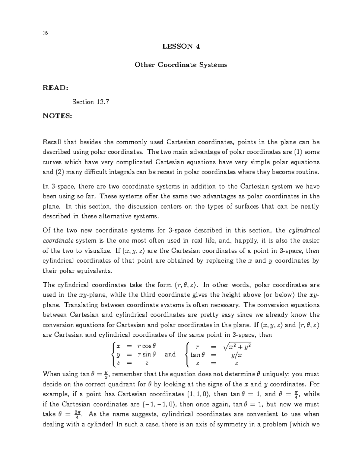 16 LESSON 4: Notes on Other Coordinate Systems - Studocu