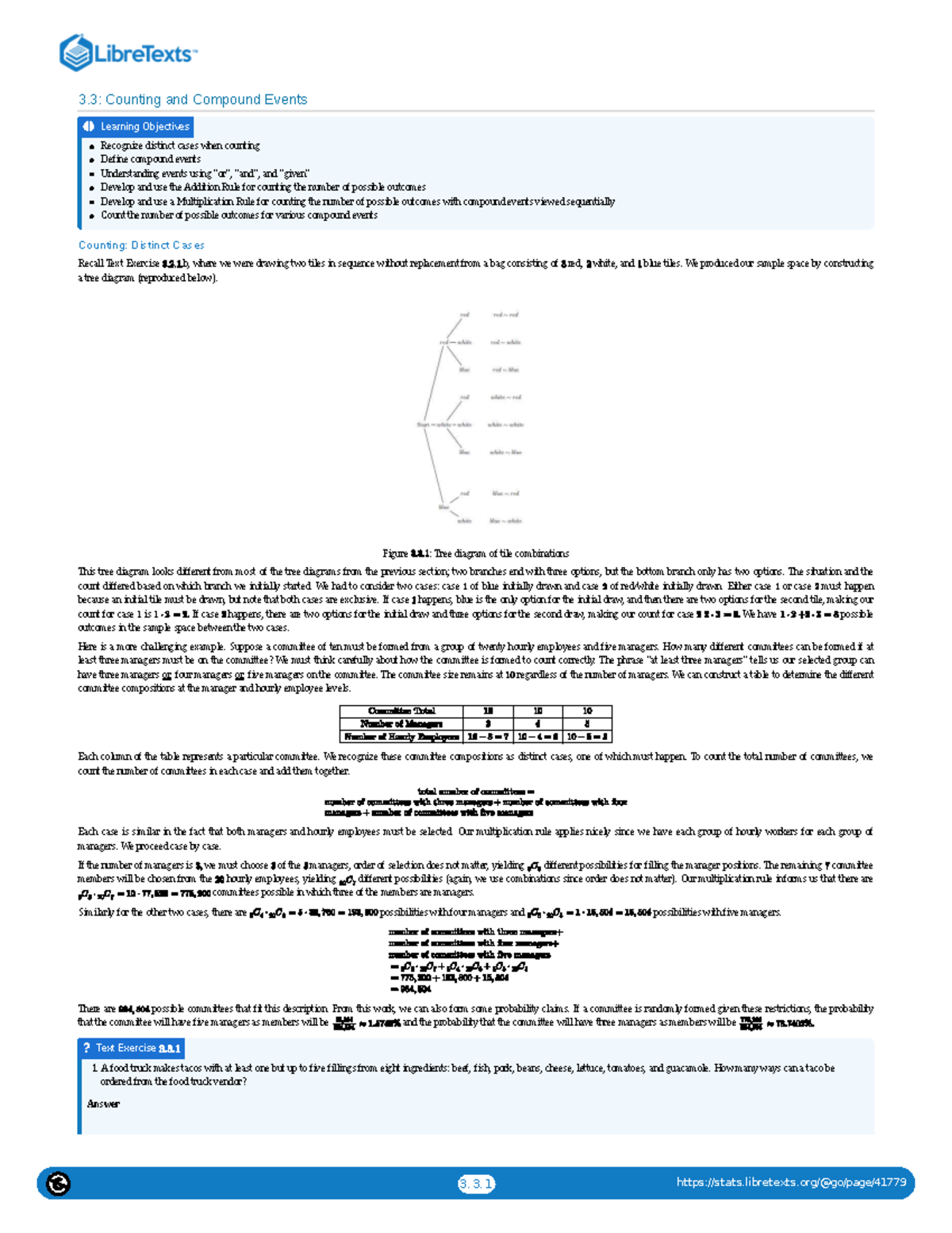3.3: Counting and Compound Events - Learning Objectives & Examples ...