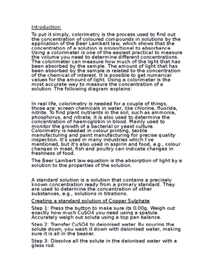 Assignment 2A - Colorimetry (student) - Assignment 2A – Colorimetry ...