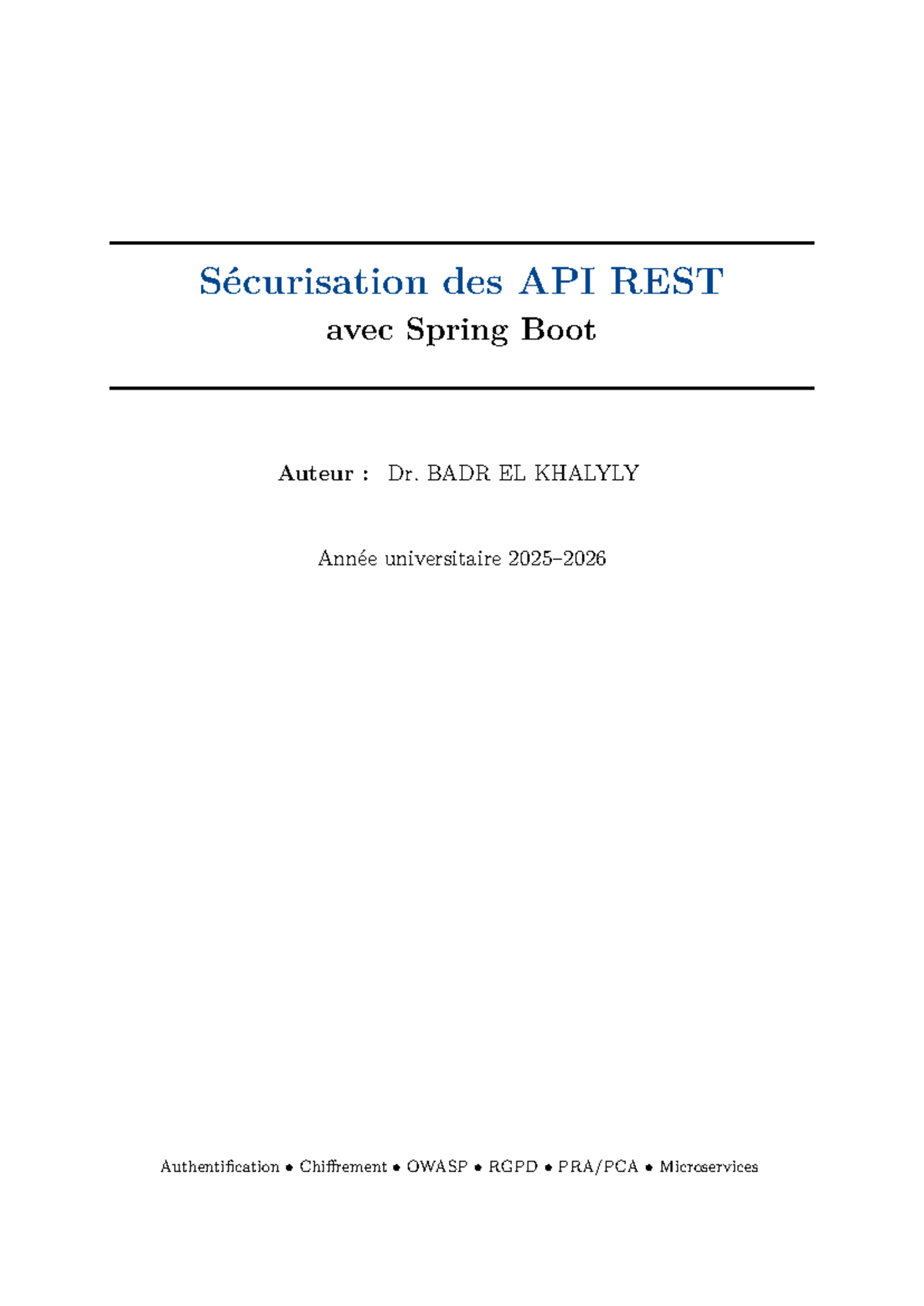 Sécurisation des API REST avec Spring Boot - Cours 2023 - Studocu
