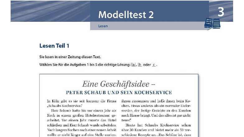 Prüfungstraining A2: Modelltest 2 Lesen und Hören - Studocu