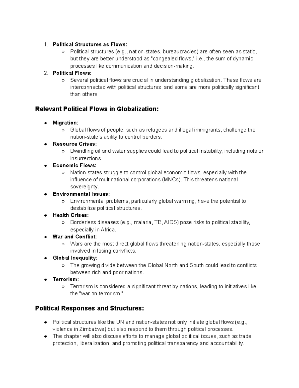 Chapter 5 - Political Structures and Globalization Flows Explained ...