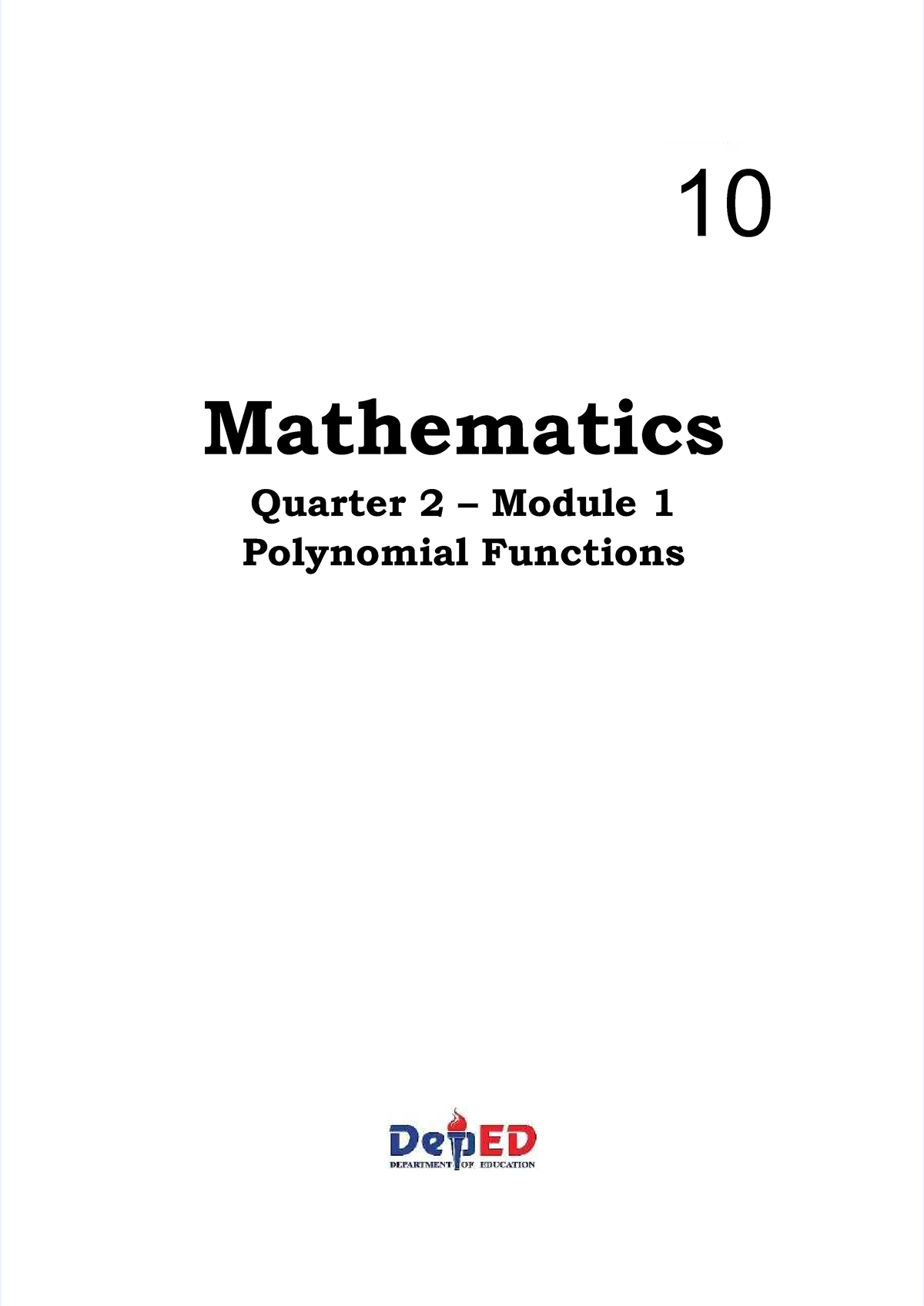 Mathematics Q2 Module 1: Polynomial Functions & Graphing Techniques ...